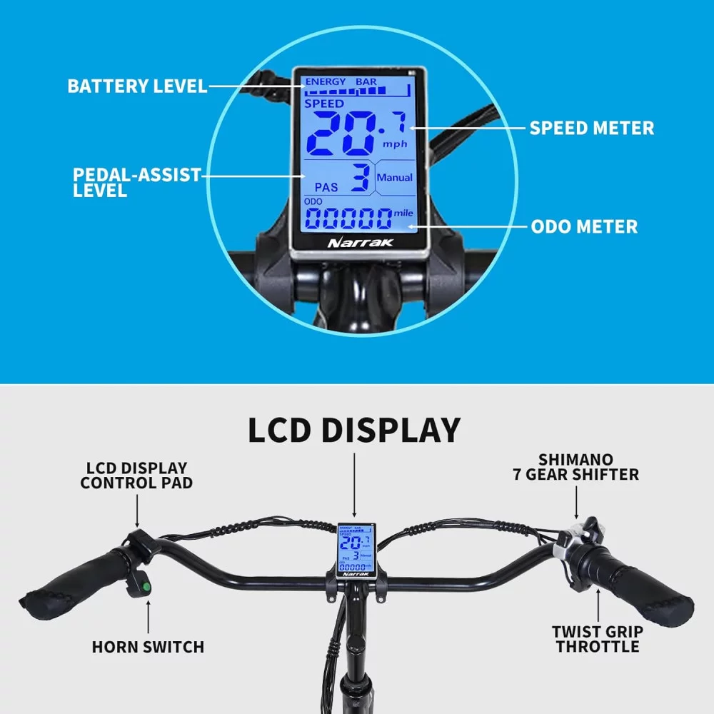 Narrak 36V 350W 10.4AH 27"x1.95 - Iconic Step Over Beach Cruiser ...